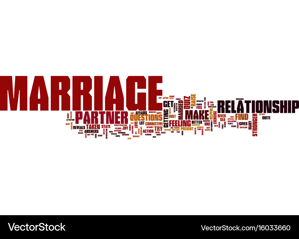 Marriage quiz text background word cloud concept Vector Image