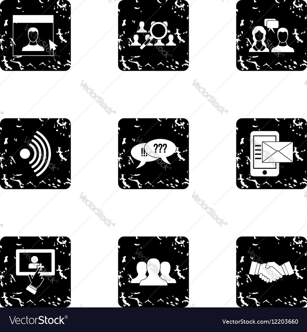 Message icons set grunge style Royalty Free Vector Image