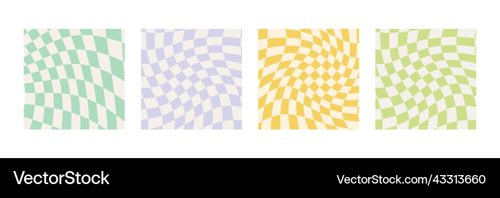Set of twisted gingham checkerboard backgrounds Vector Image