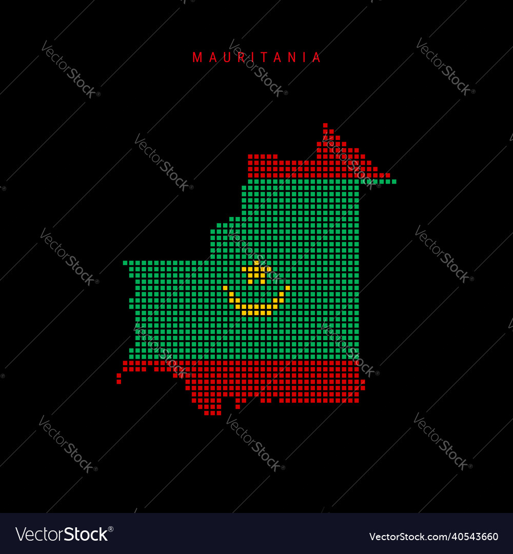 Square dots pattern map of mauritania mauritanian Vector Image