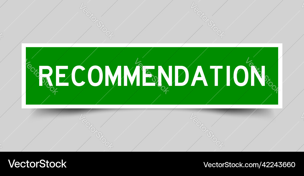 Square label banner with word recommendation Vector Image