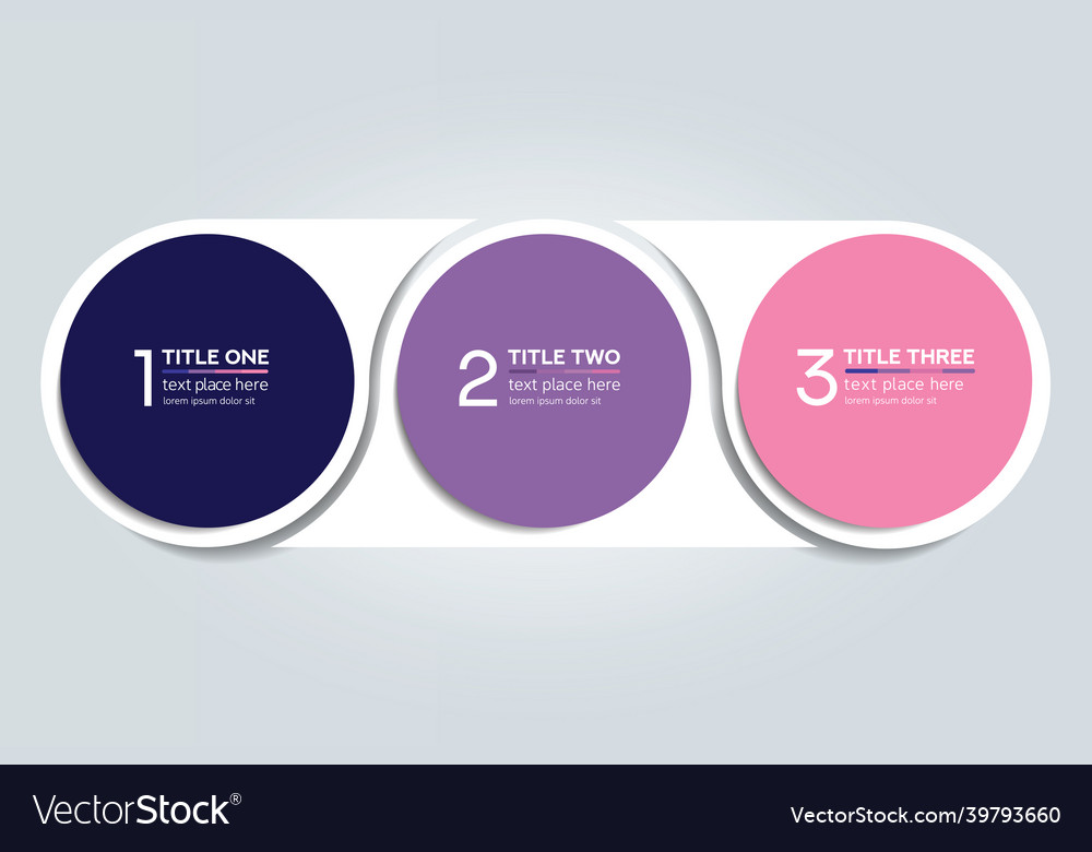 Three steps elements bubble chart scheme diagram Vector Image