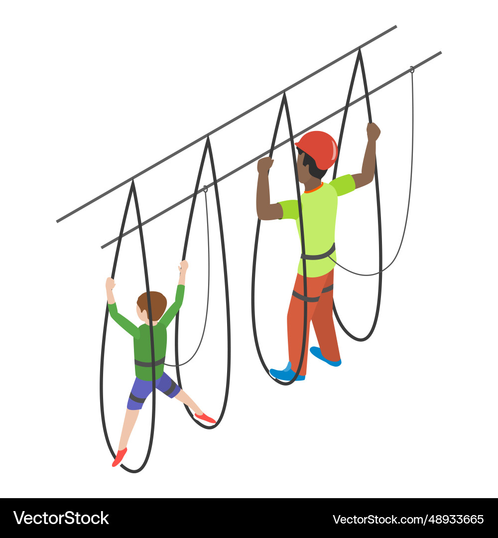 3d isometric flat of rope park Royalty Free Vector Image