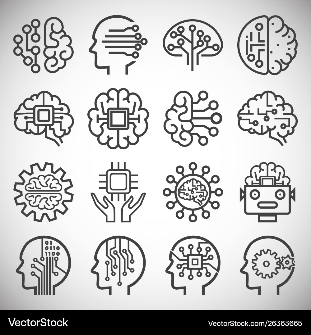 Ai related icons set on background for graphic Vector Image
