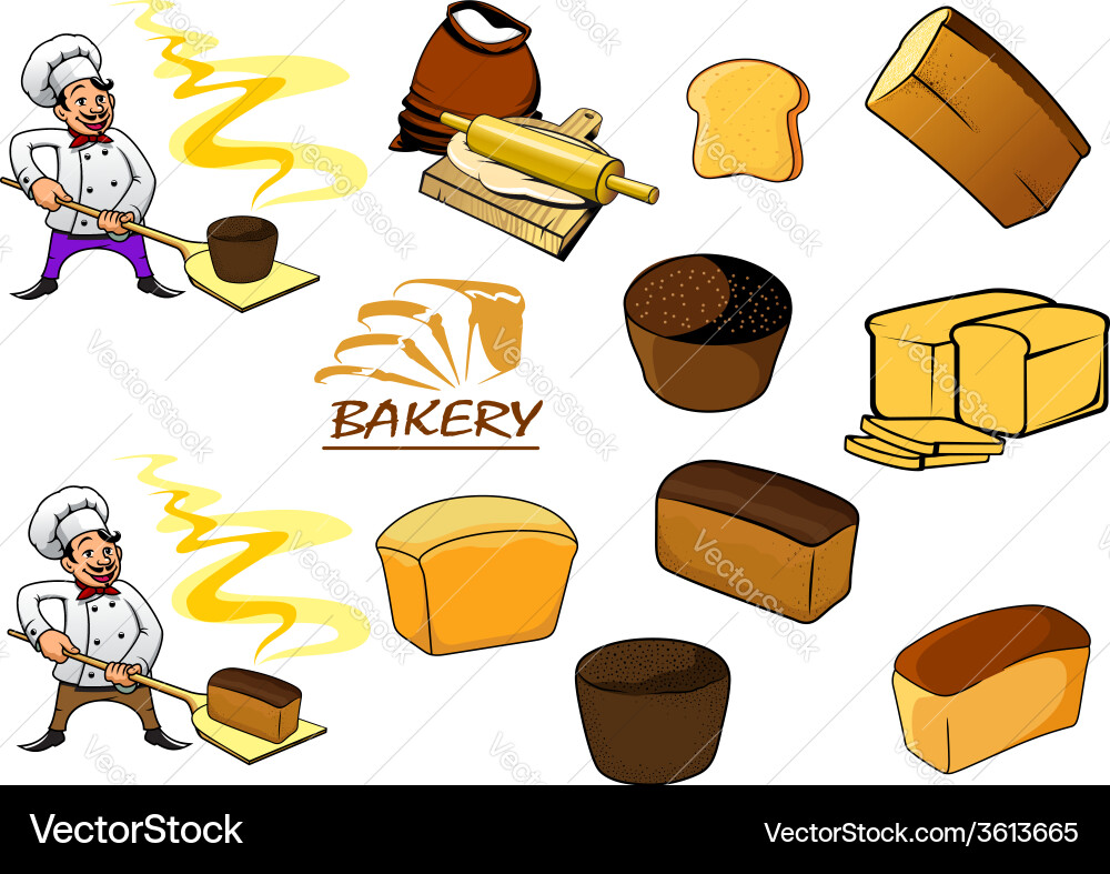 Bakery icons in cartoon style Royalty Free Vector Image
