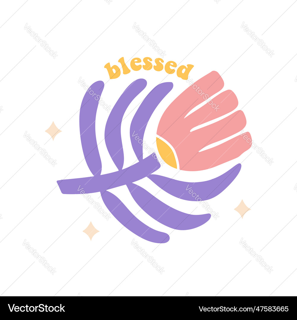 Blessed - groovy typography t-shirt print with Vector Image