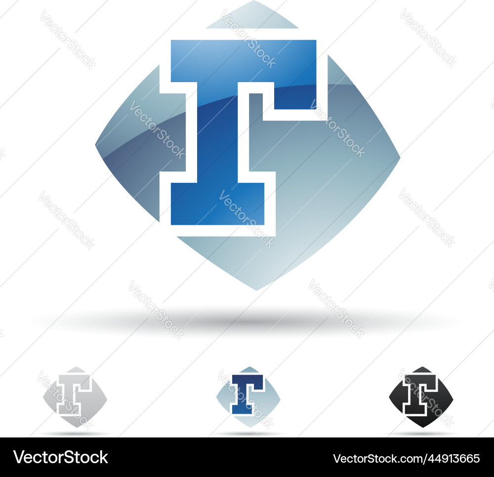 Blue glossy abstract logo icon of lowercase Vector Image