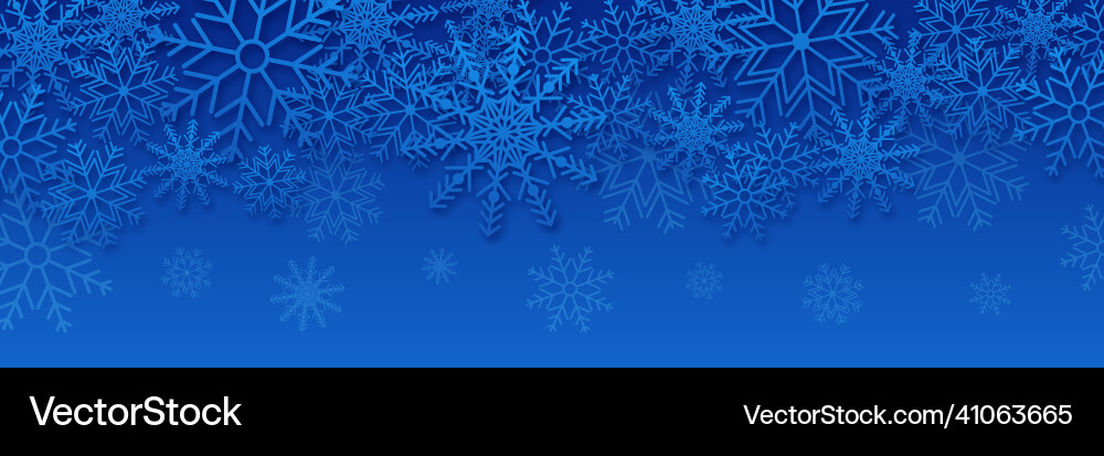 Christmas blue banner background with snow Vector Image