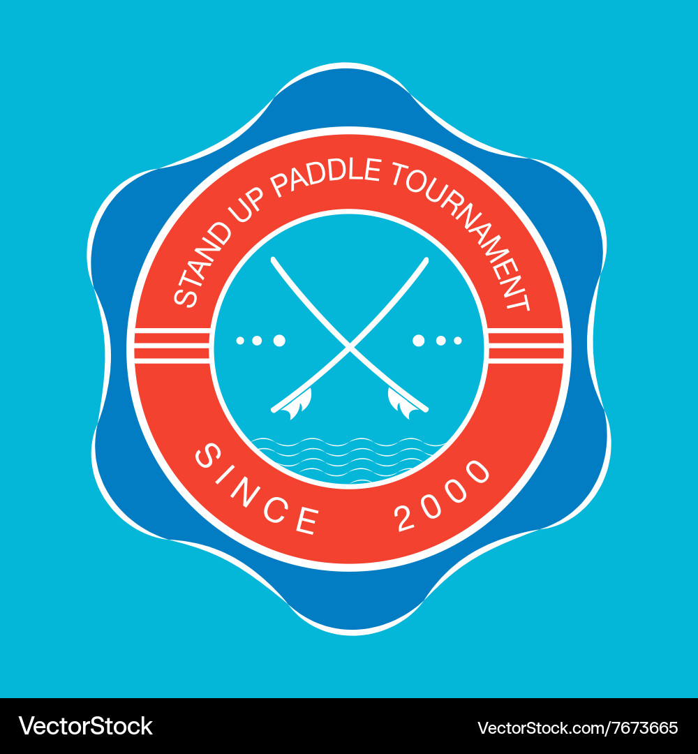 Colorful logo template for stand up paddling Vector Image