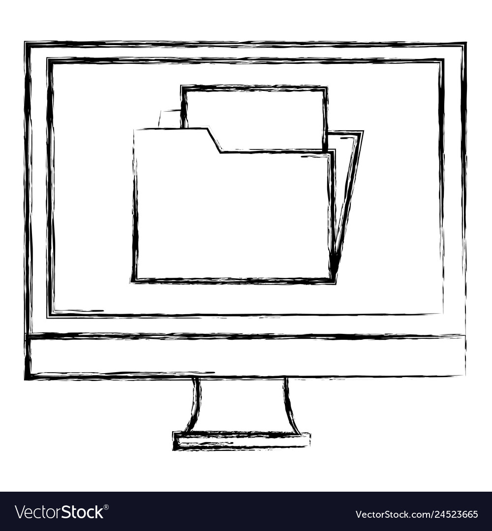 Computer display with folder Royalty Free Vector Image