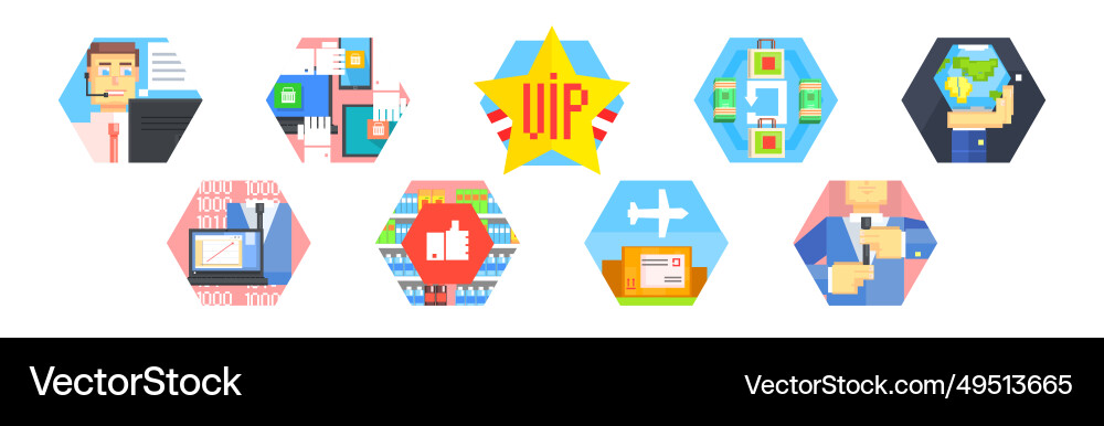 Consumer and marketing icon in hexagonal shape Vector Image