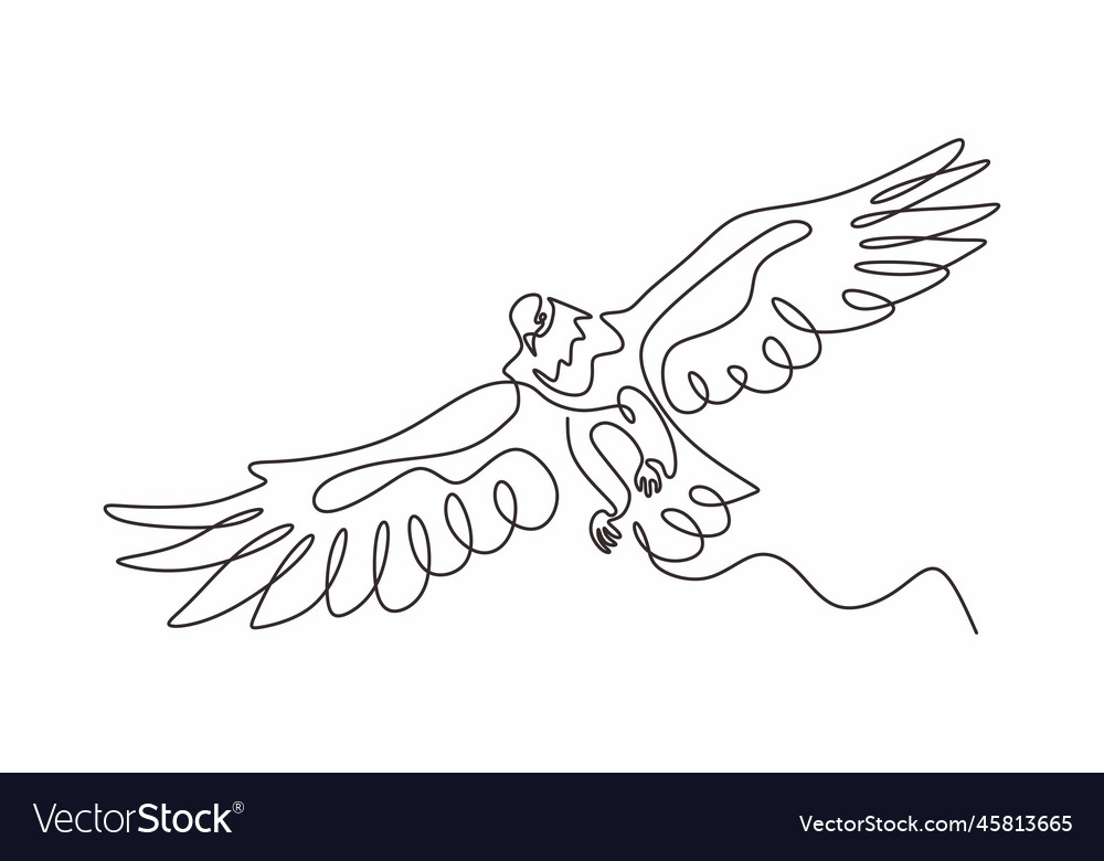Continuous one line drawing of eagle or hawk bird Vector Image