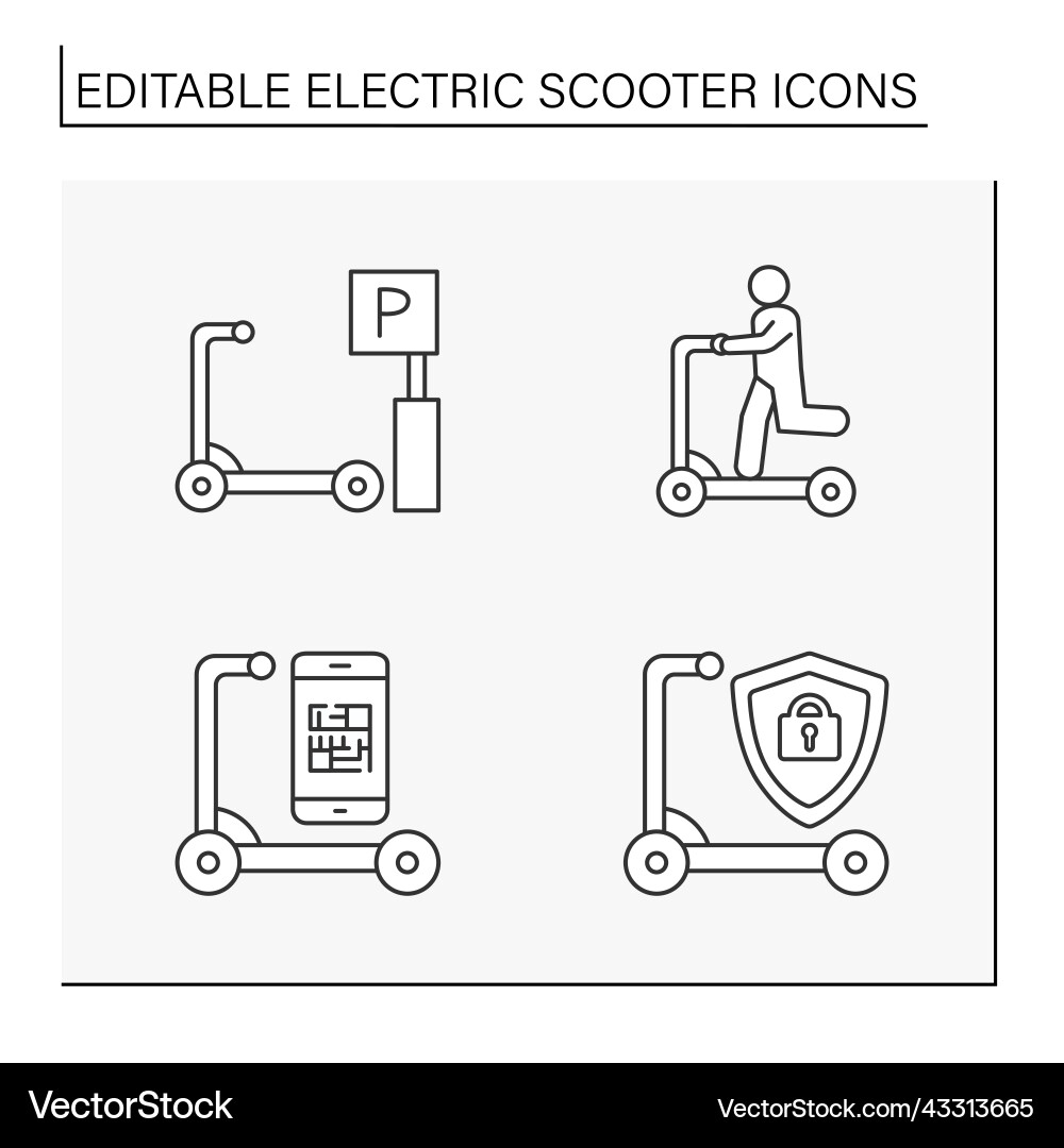 Electric scooter line icons set Royalty Free Vector Image