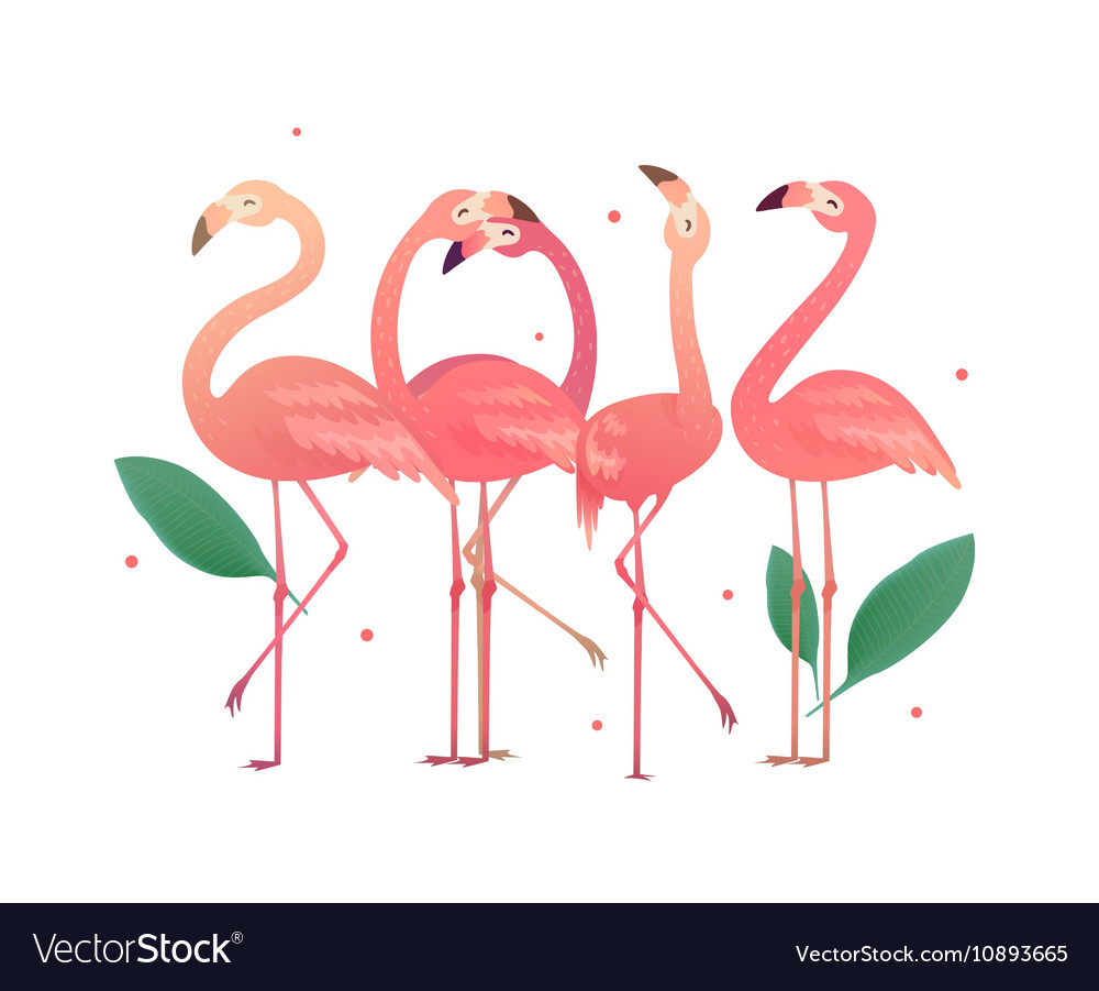 Flamingos in the form of numbers 2017 Royalty Free Vector