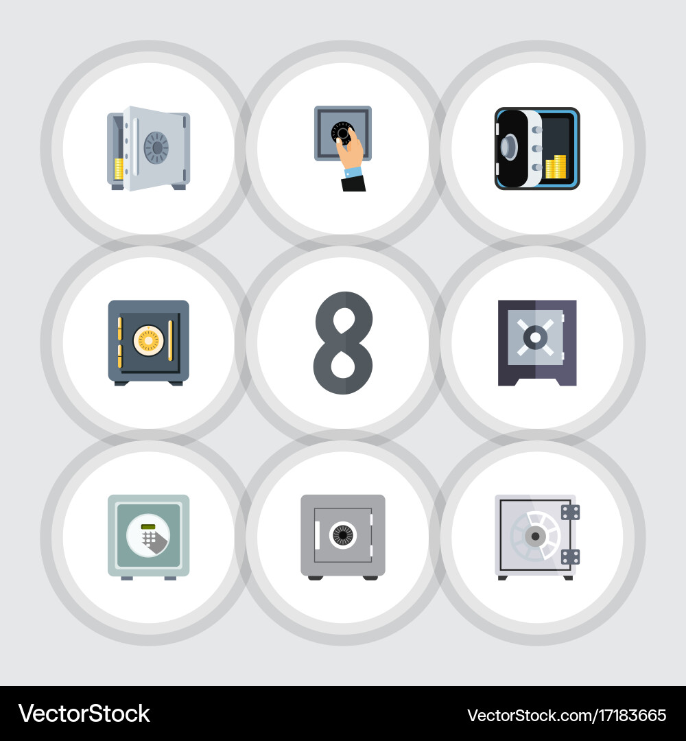 Flat icon closed set of coins closed security Vector Image