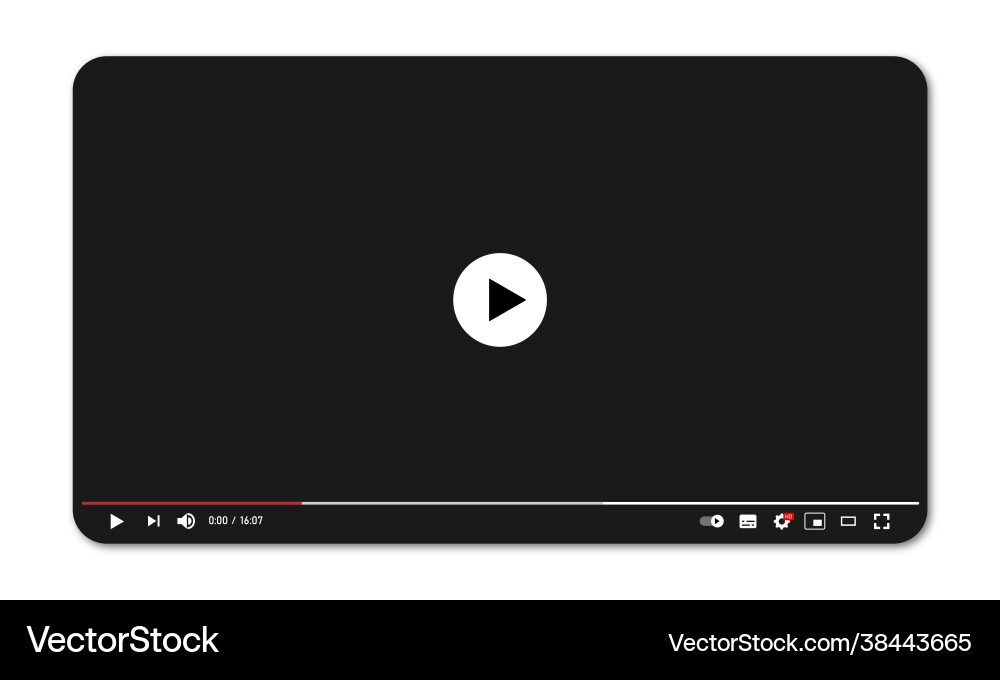 Flat video player template layout Royalty Free Vector Image