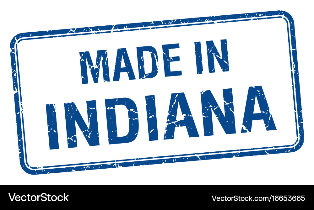 Made in indiana blue square isolated stamp Vector Image