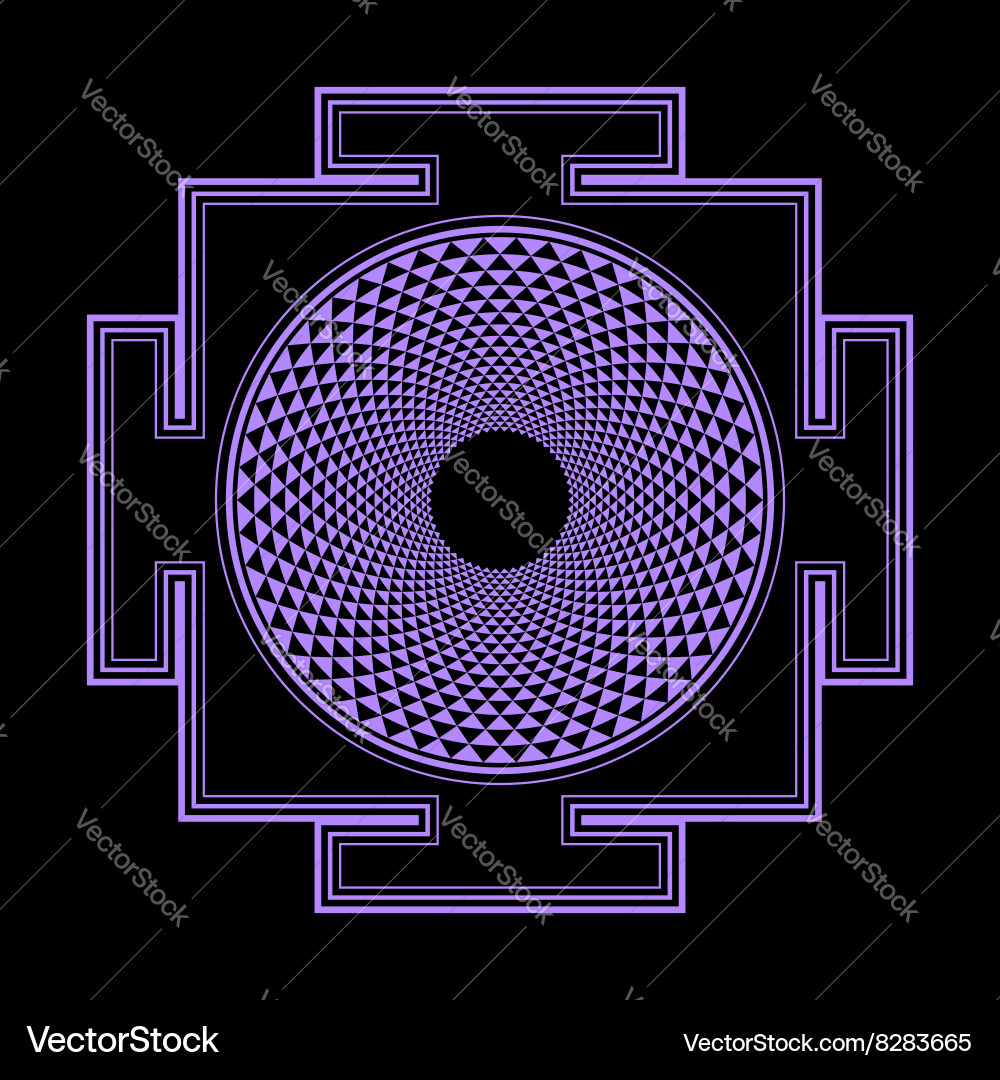 Monocrome outline sahasrara yantra Royalty Free Vector Image