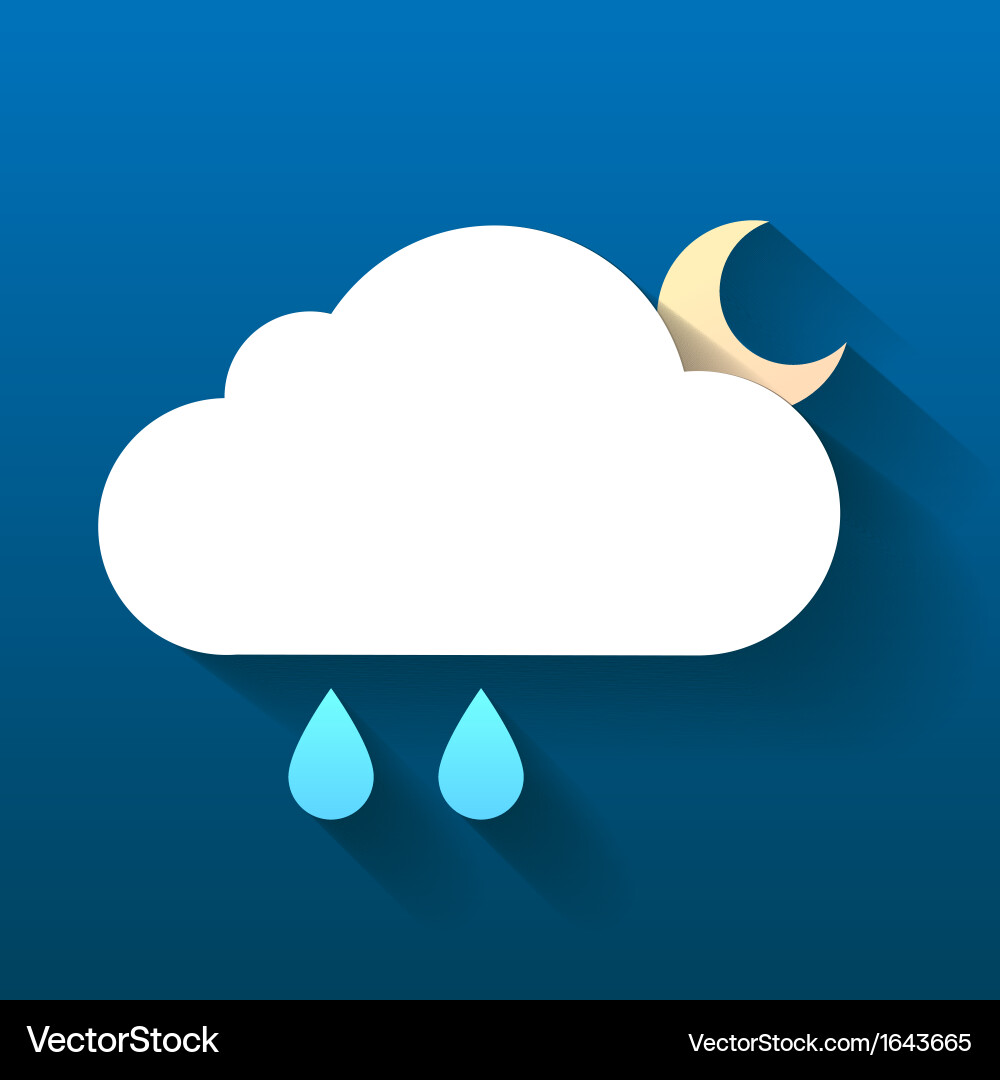 Night cloud moon and rain drops isolated on dark Vector Image