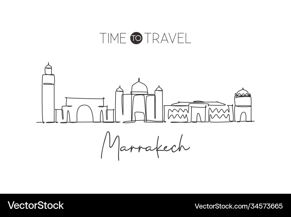 One single line drawing marrakesh city skyline Vector Image
