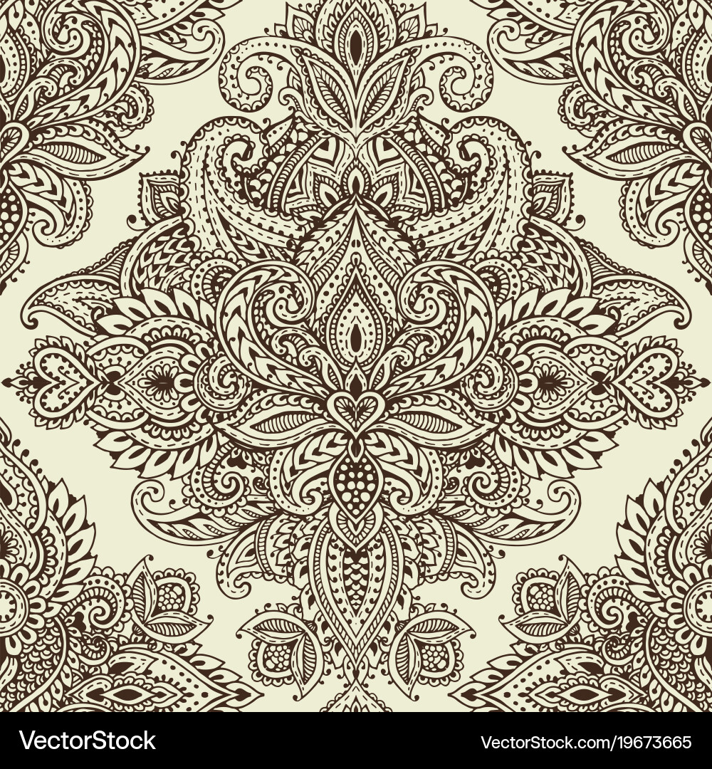 Seamless pattern with henna mehndi floral Vector Image