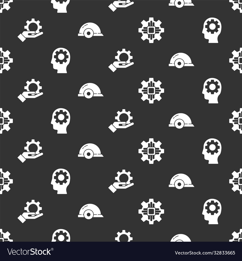 Set processor human head with gear inside Vector Image