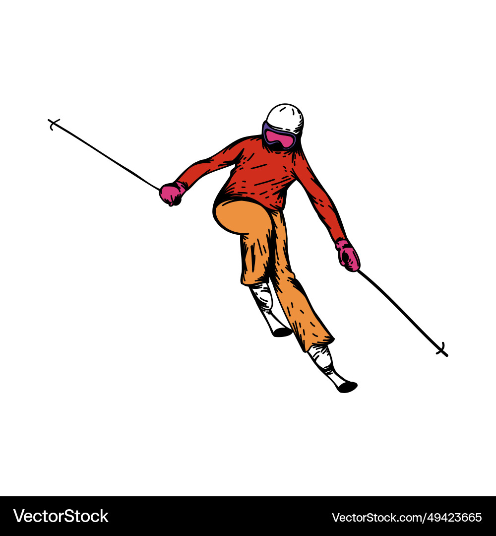 Ski rider isolated on white background Royalty Free Vector