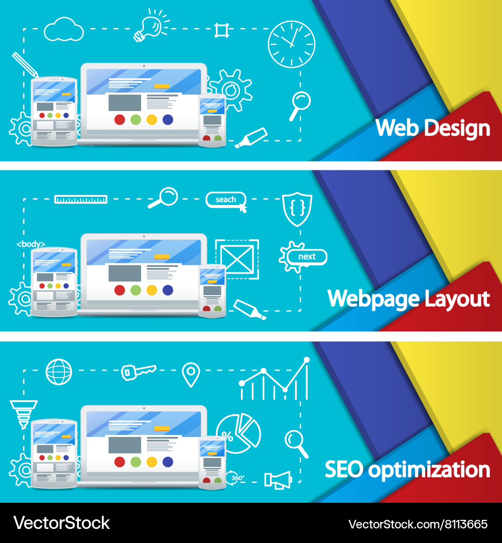 Web design layout of sites seo promotion Vector Image