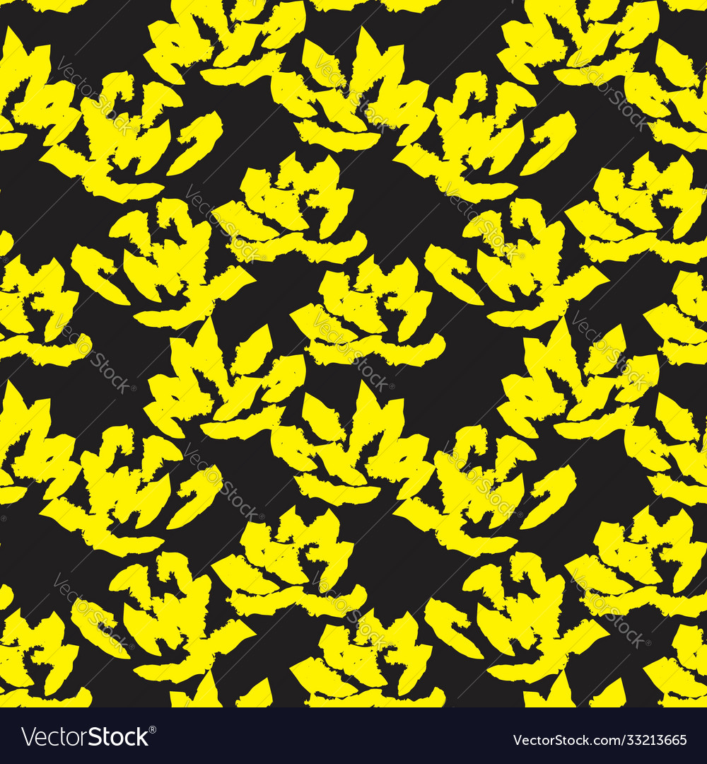 Yellow floral brush strokes seamless pattern Vector Image