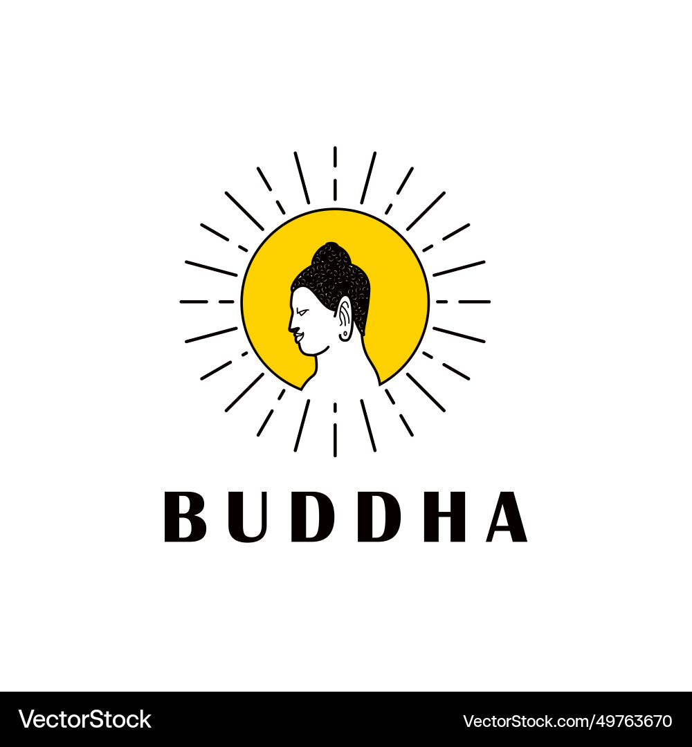 Buddha head in the sunlight logo Royalty Free Vector Image
