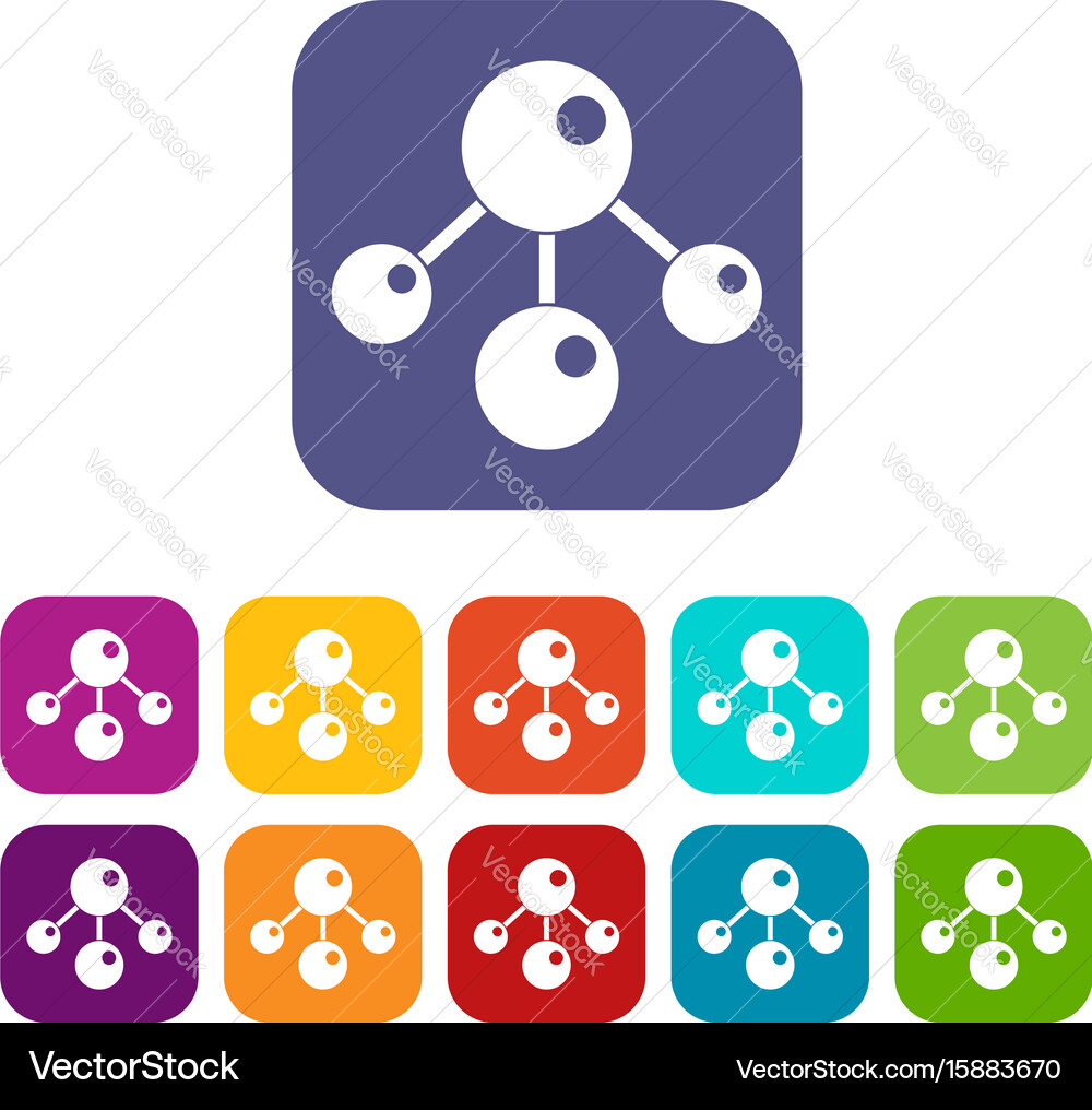 Chemical and physical molecules icons set flat Vector Image