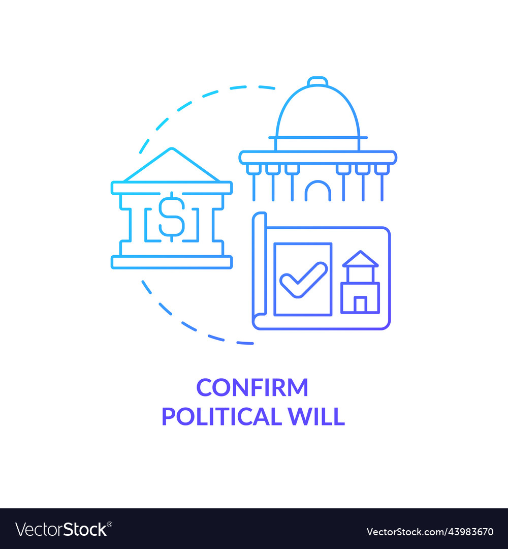 Confirm political will blue gradient concept icon Vector Image