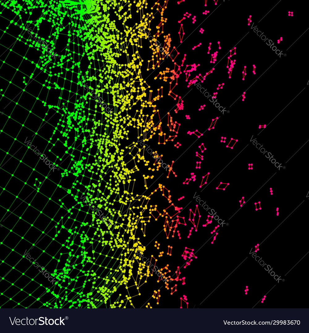 Exploded rainbow grid made connected dots Vector Image