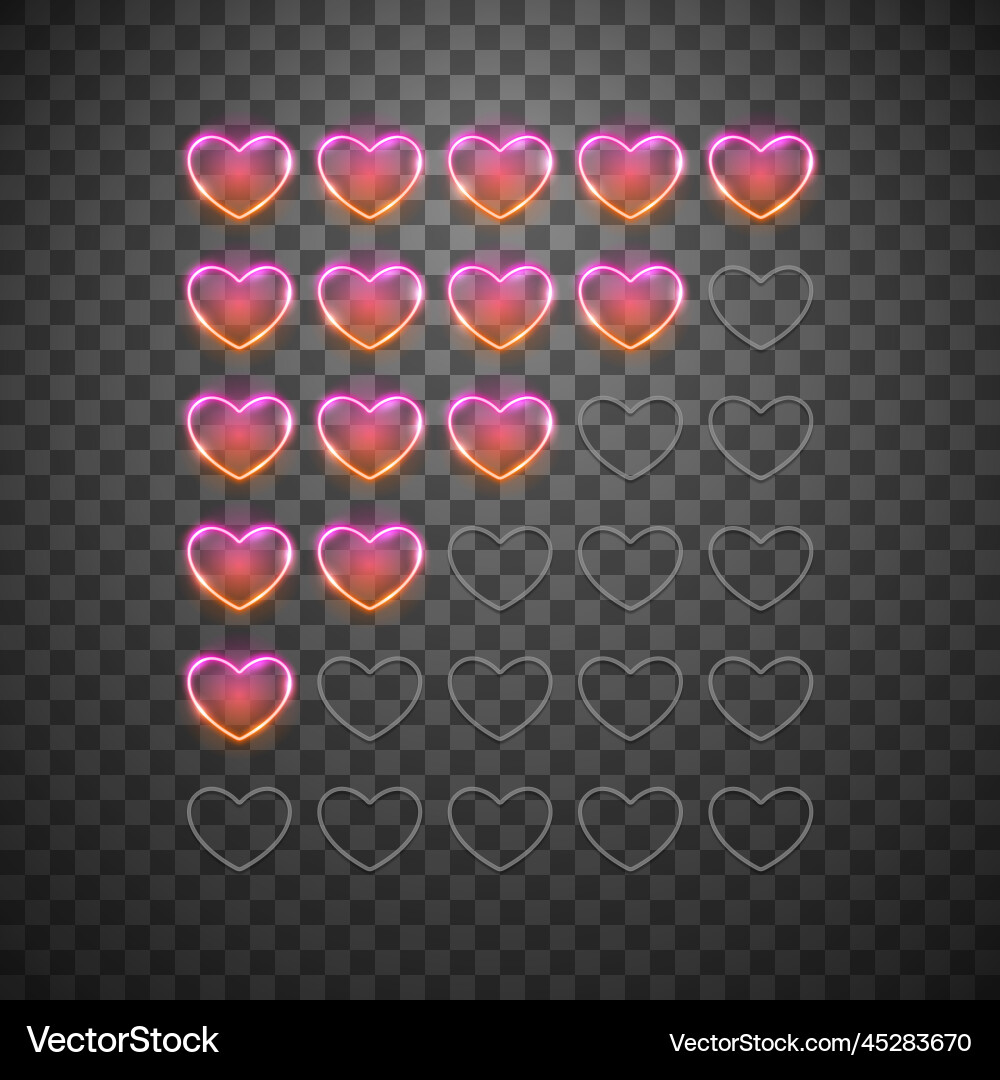 Glowing neon health bar set Royalty Free Vector Image