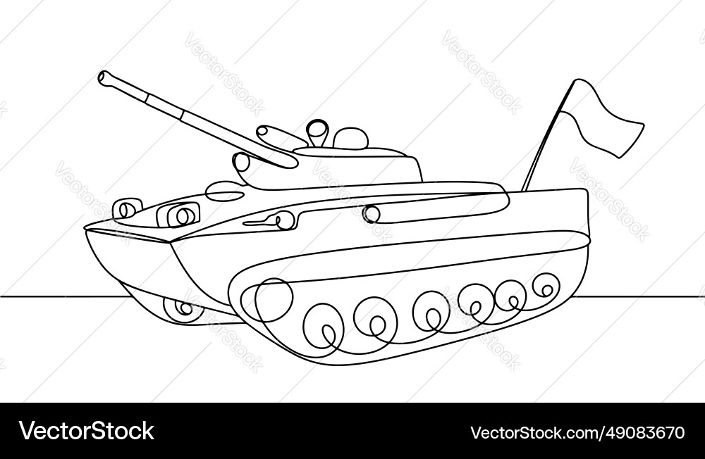 Infantry fighting vehicle one line Royalty Free Vector Image