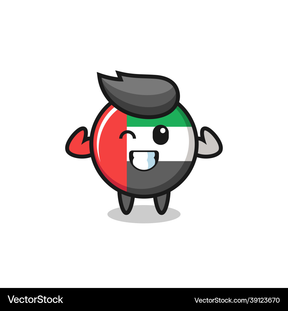 Muscular uae flag badge character is posing Vector Image