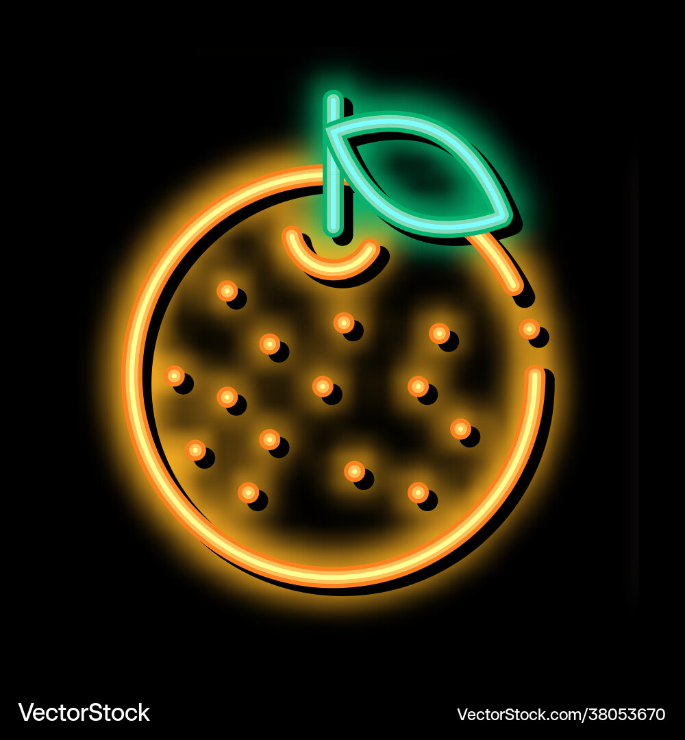 Orange citrus neon glow icon Royalty Free Vector Image