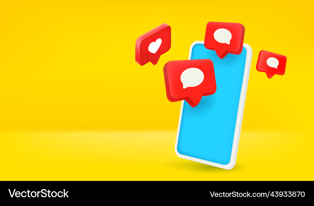 Receiving social media notifications on mobile Vector Image