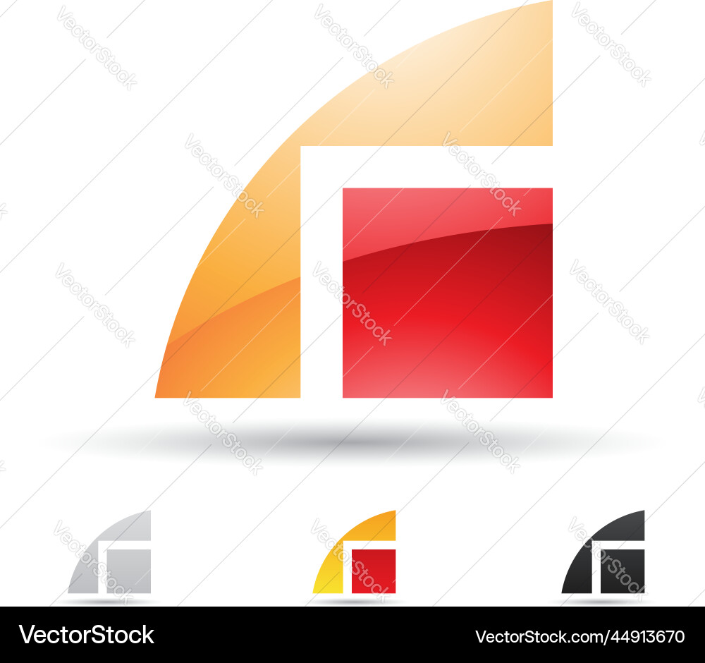 Red and orange glossy abstract logo icon Vector Image