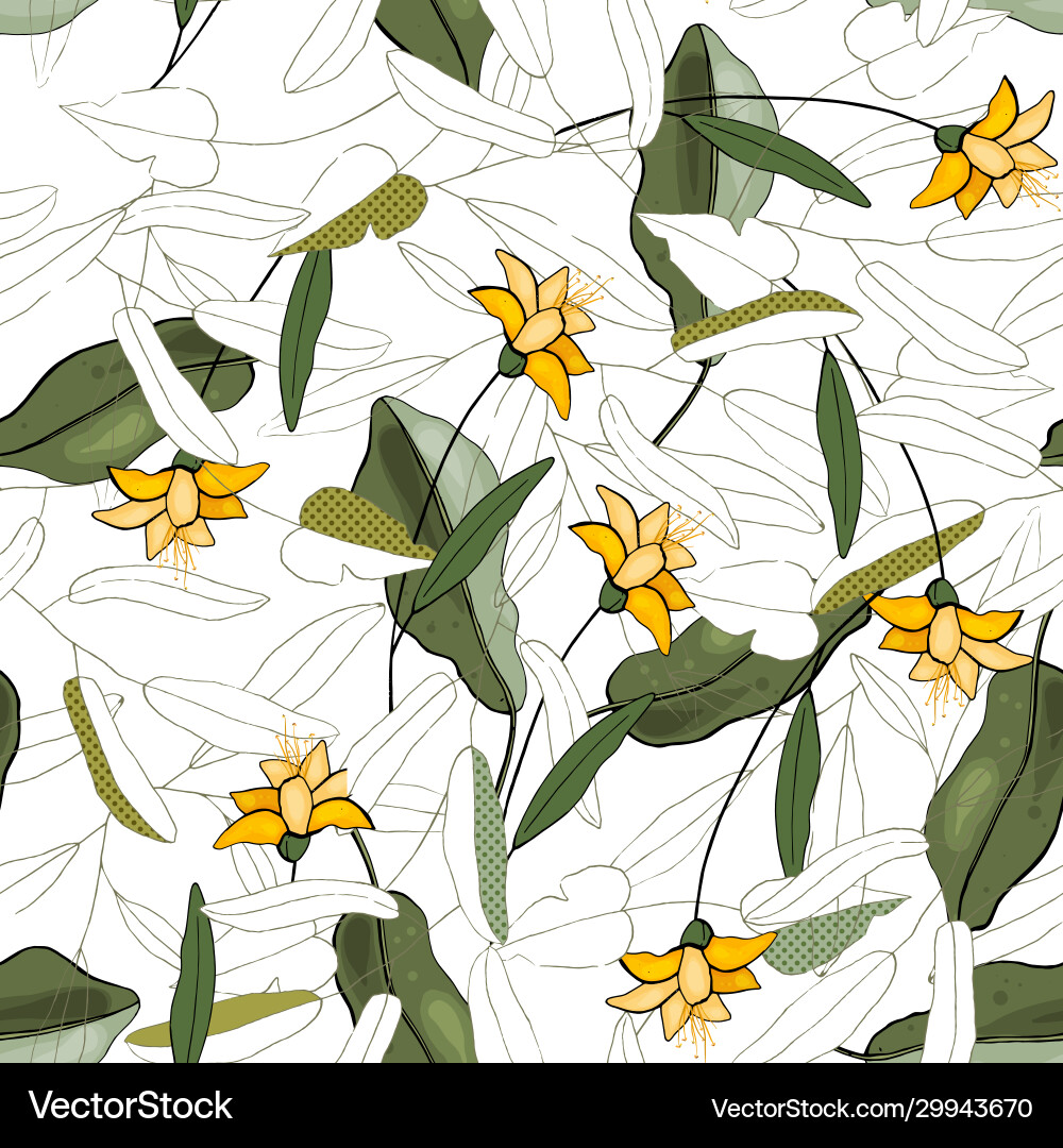 Seamless hawaii pattern green palm tropical hand Vector Image