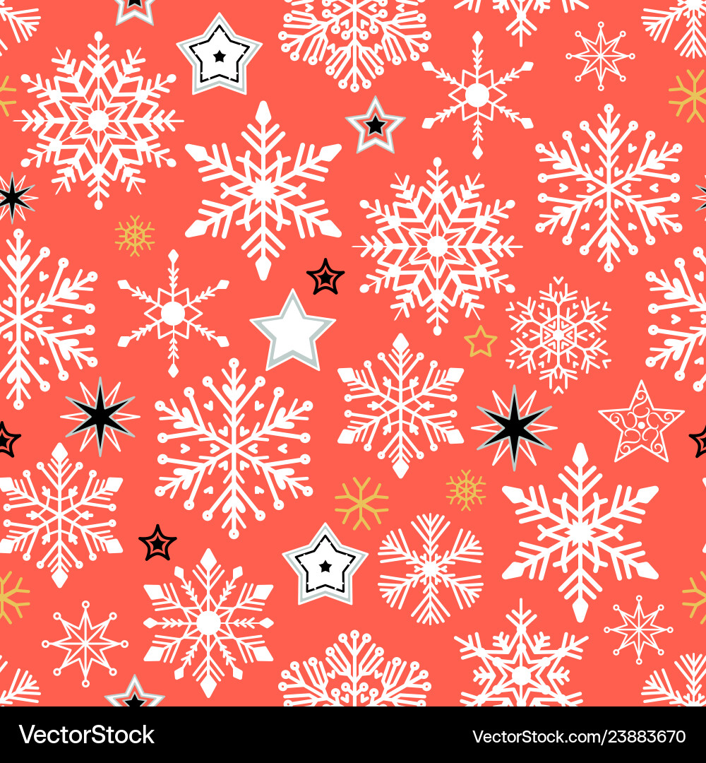Snow pattern on red background Royalty Free Vector Image