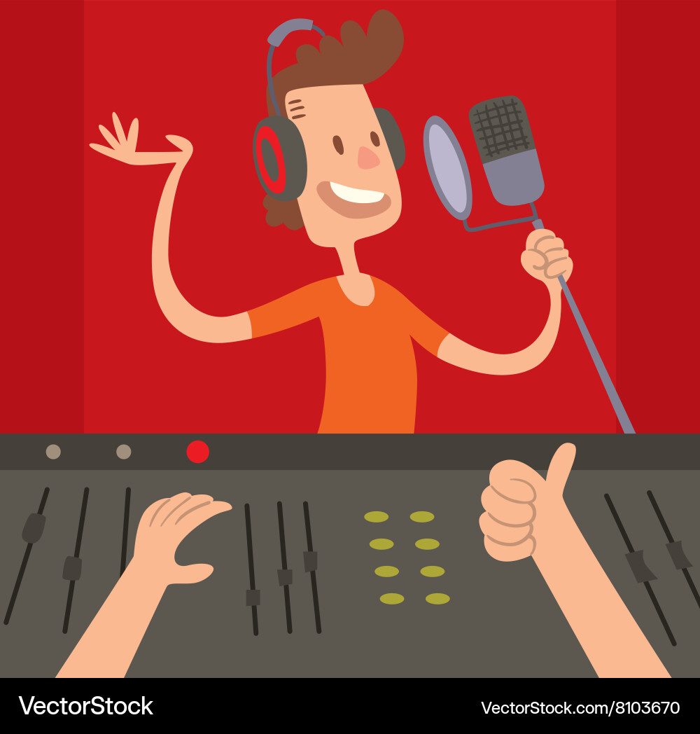 Sound record studio producer working together Vector Image