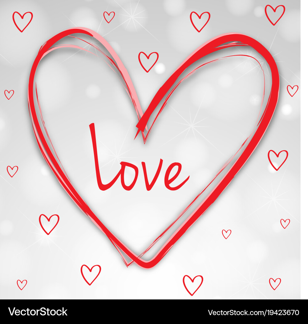 Valentine card template with red hearts Royalty Free Vector