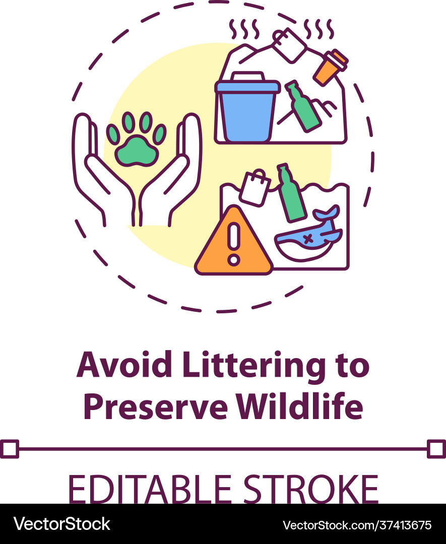Avoid littering to preserve wildlife concept icon Vector Image