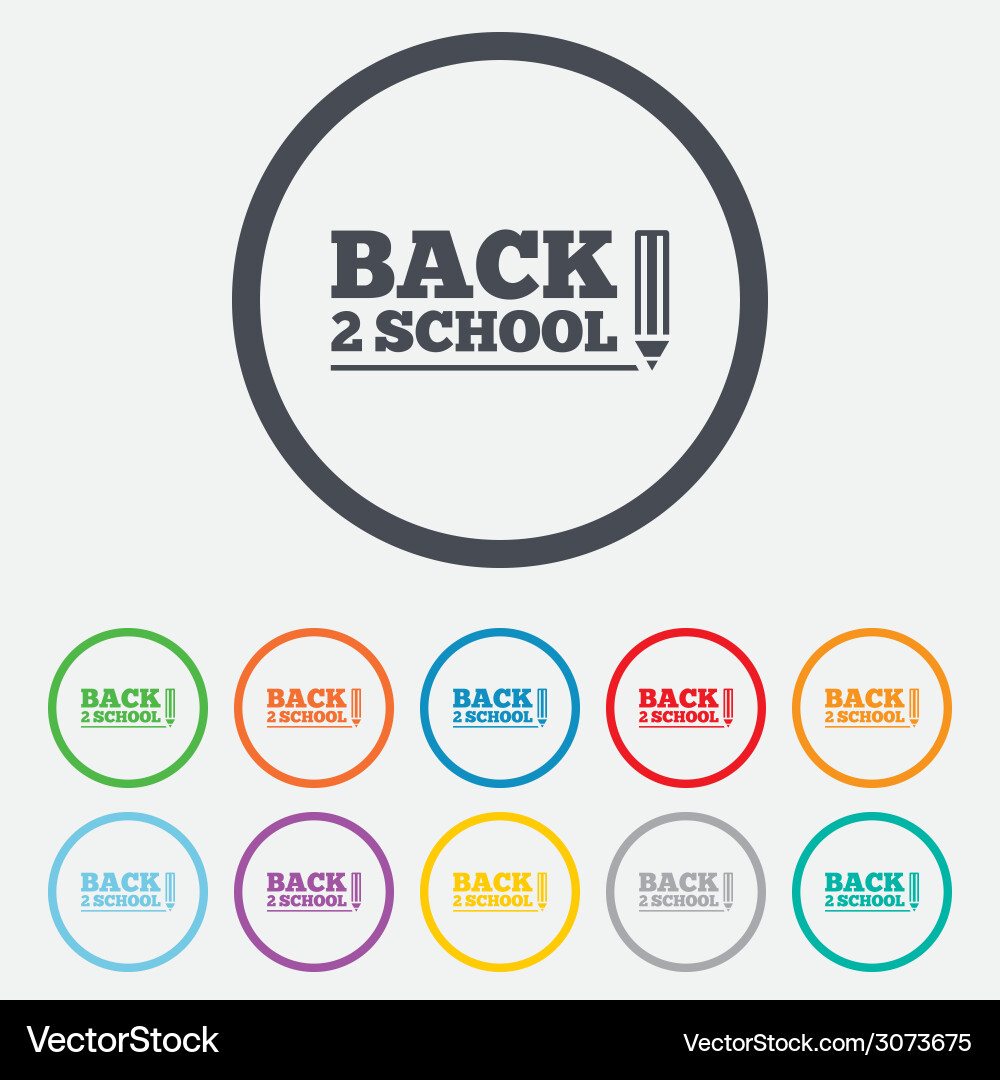 Back to school sign icon 2 symbol Royalty Free Vector Image
