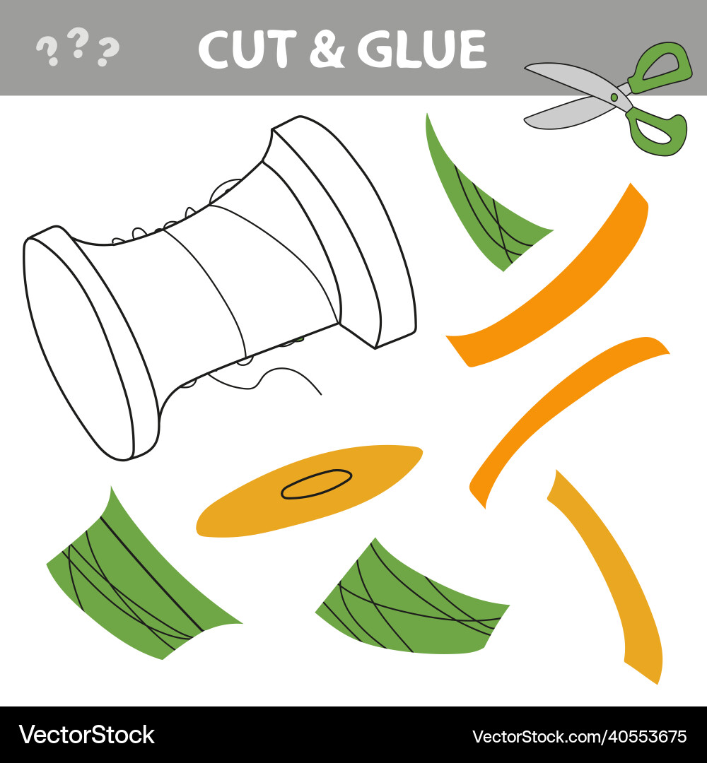 Cut and glue - simple game for kids needle Vector Image