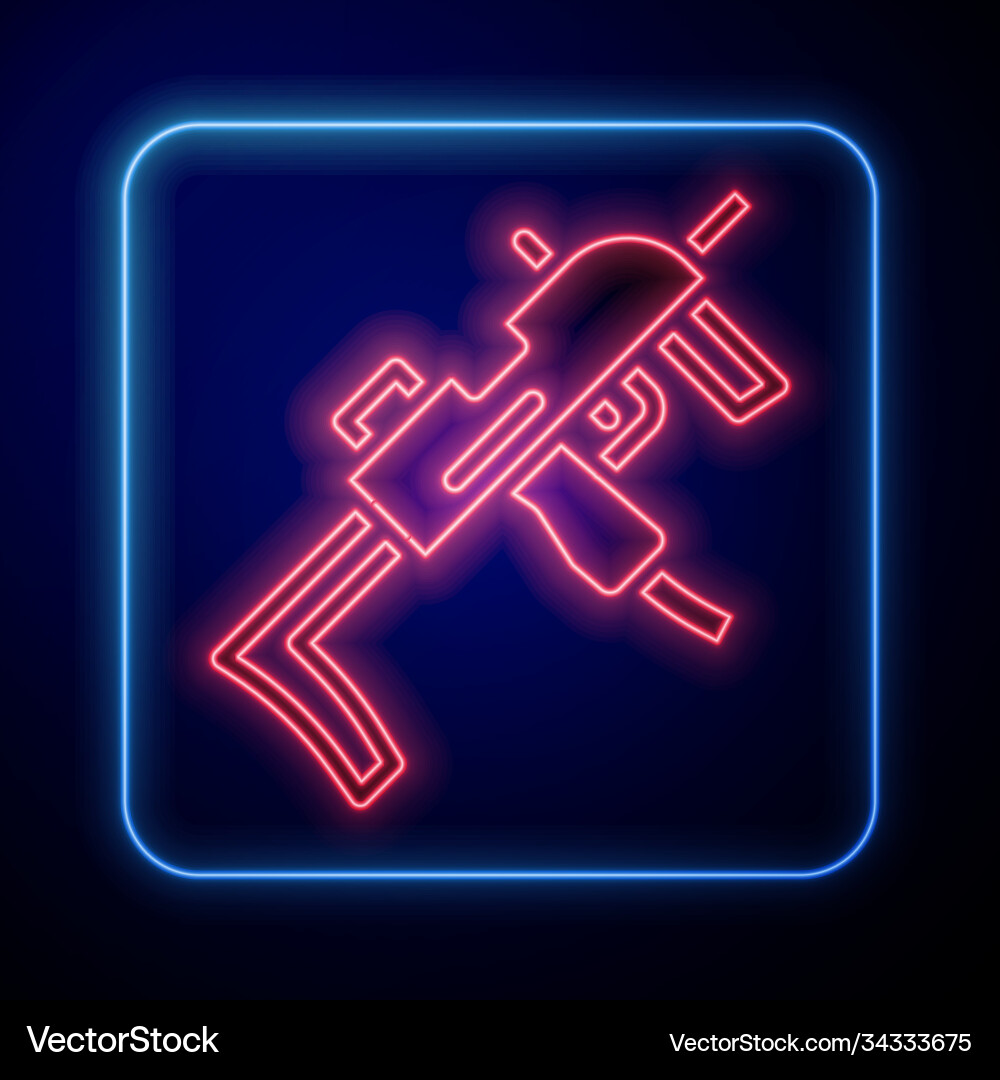 Glowing neon mp9 submachine gun icon isolated Vector Image