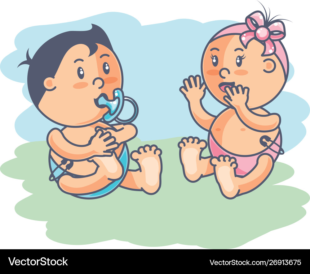 Group cute baby avatar character Royalty Free Vector Image