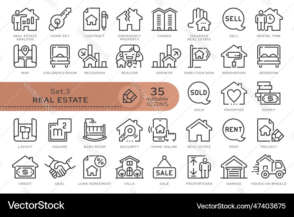 Set icons real estate 03 Royalty Free Vector Image