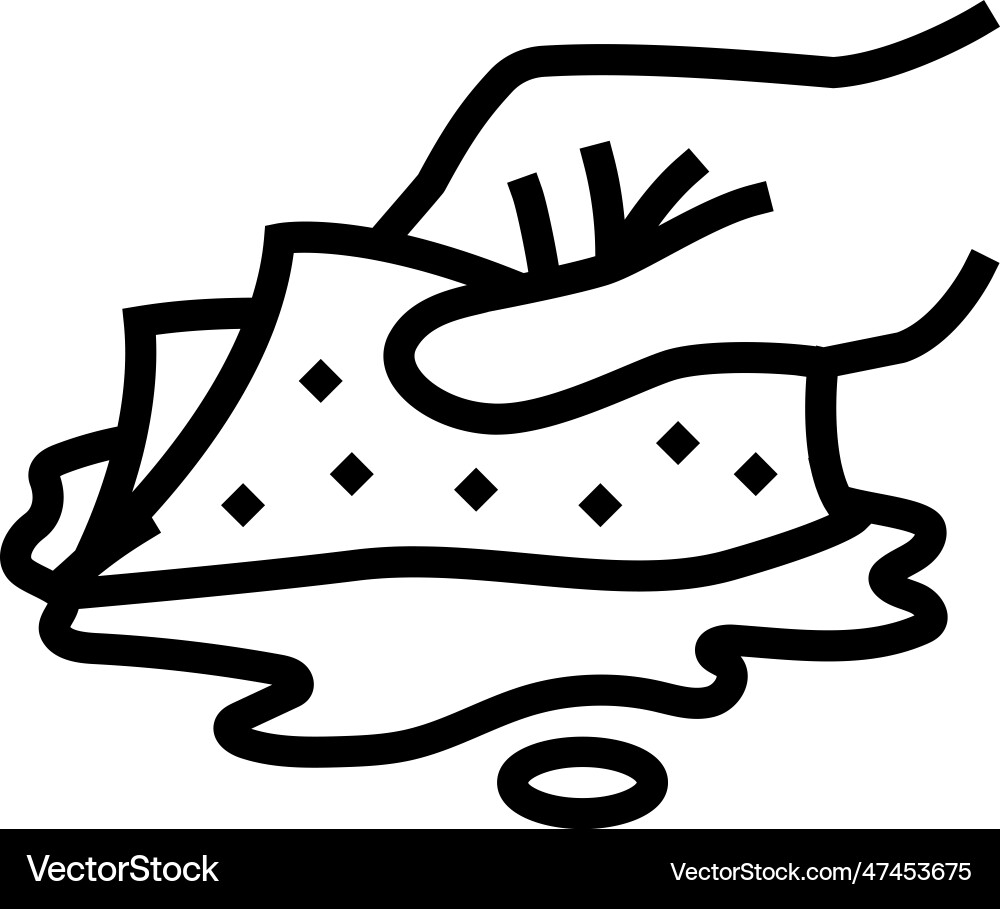 Soaking spills with paper towel line icon Vector Image